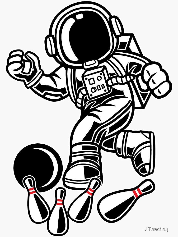 "Space Bowling! Astronaut Bowling Strike in Space" Sticker by ...