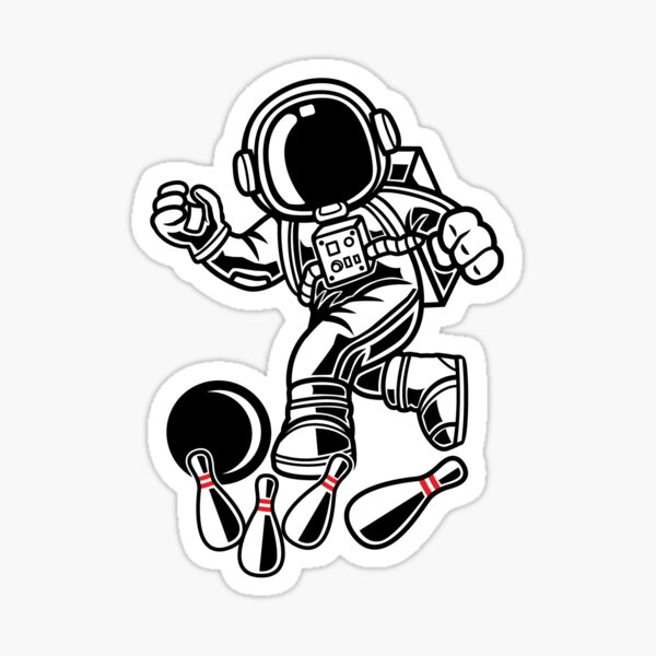 "Space Bowling! Astronaut Bowling Strike in Space" Sticker by ...