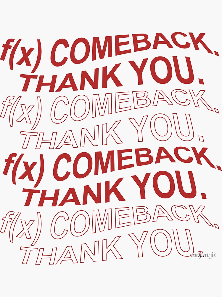 "f(x) COMEBACK!" Sticker for Sale by soojungit | Redbubble