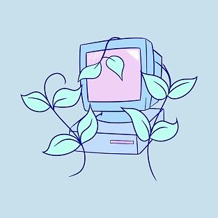 "aesthetic light blue computer with leaves " by Kirsteneileen | Redbubble