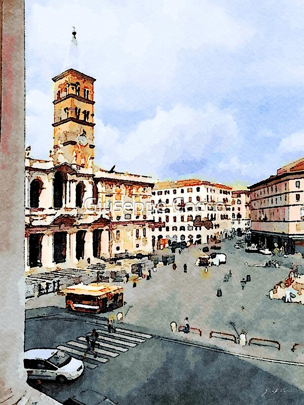 "Rome: square with cathedral and bell tower seen from the window" by ...