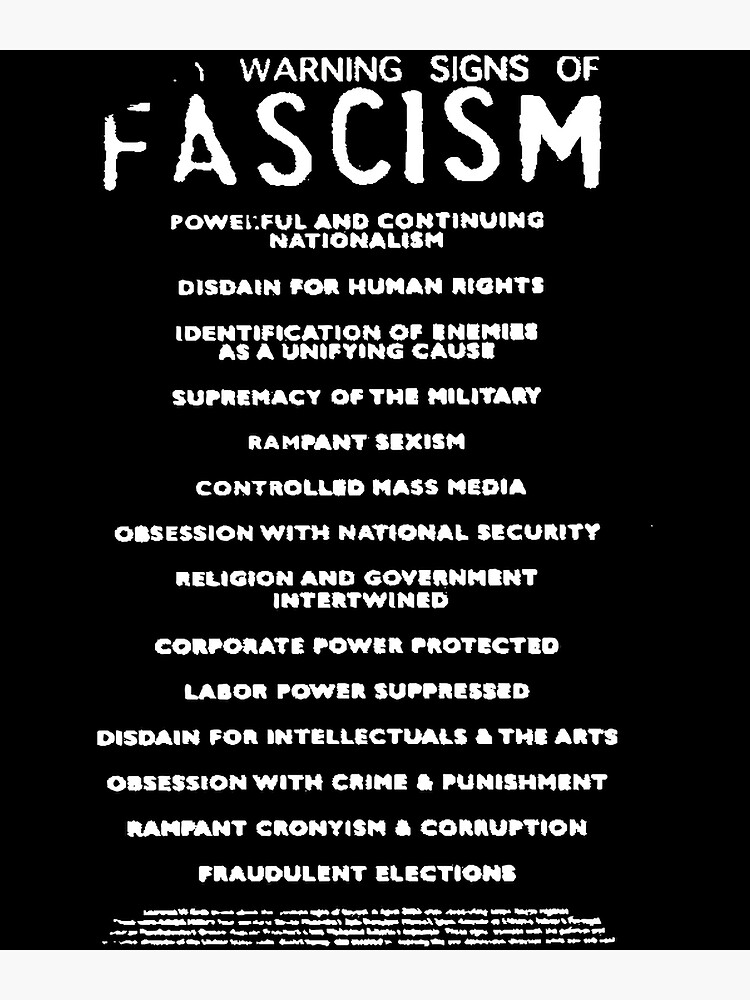 "WARNING SIGNS OF FASCISM Classic " Poster for Sale by egeofepvnl8 ...
