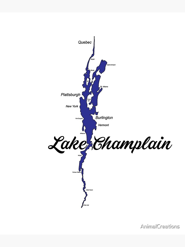 "Lake Champlain Map" Poster by AnimalCreations | Redbubble