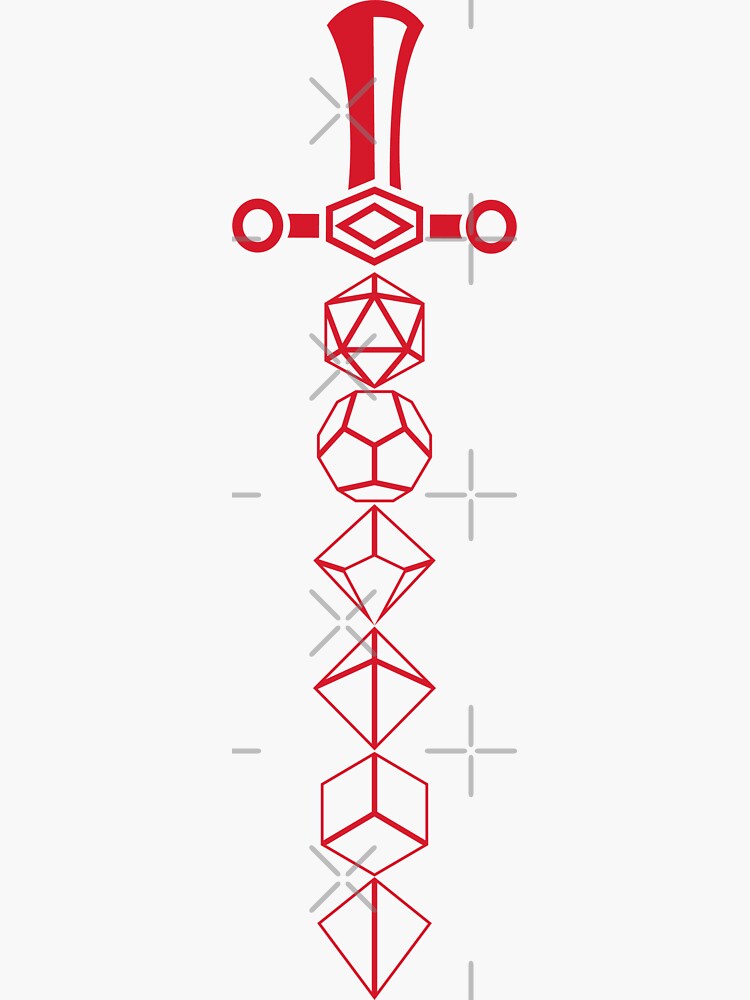 "Red Polyhedral Dice Sword Tabletop RPG" Sticker by pixeptional | Redbubble