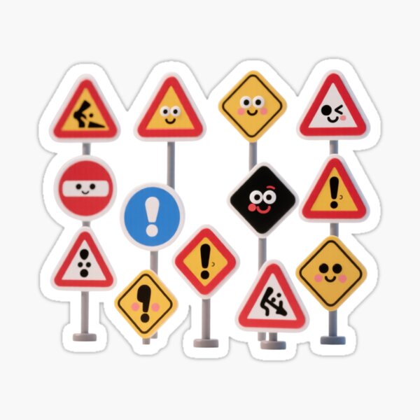 "Colorful warning signs and danger symbols" Sticker for Sale by tounm ...