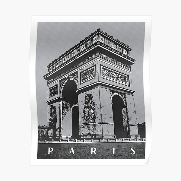 "Paris - Arc De Triomphe (Black & White)" Poster for Sale by GiantComet ...