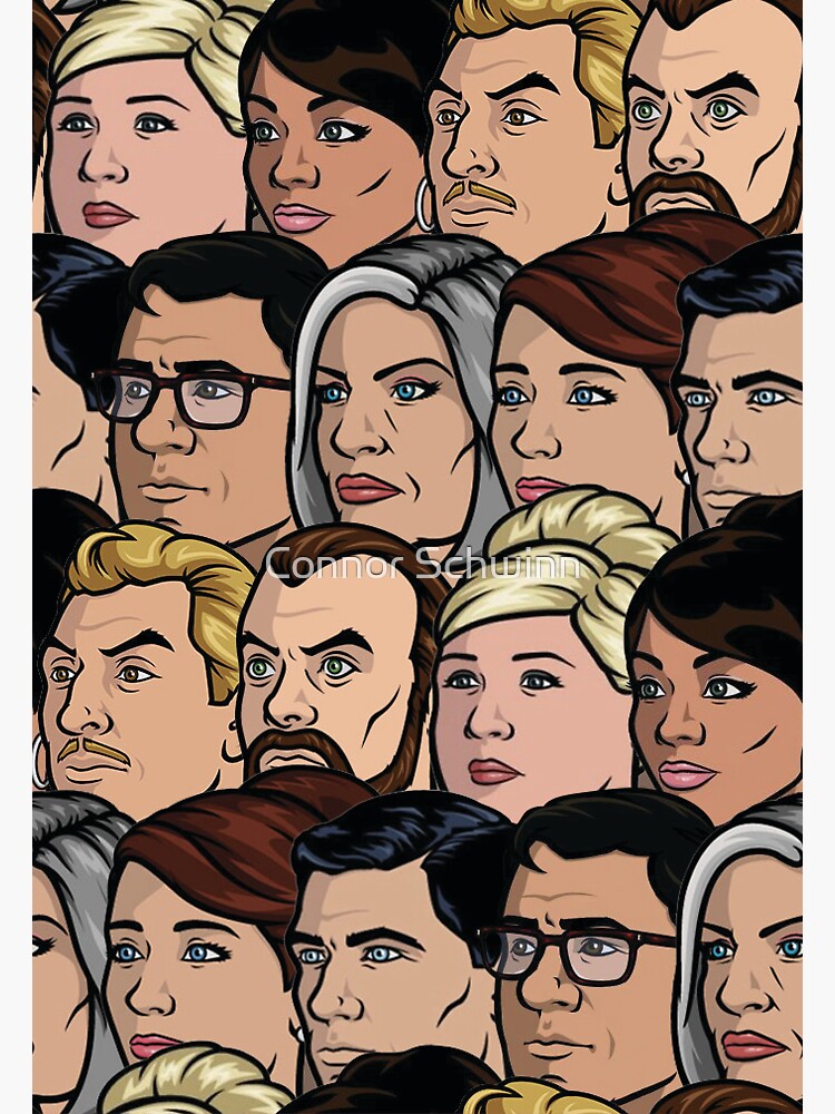 "Archer Characters" Sticker for Sale by Connor Schwinn | Redbubble