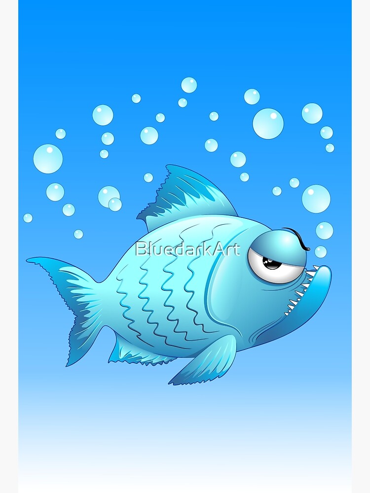 "Grumpy Fish Cartoon" Poster for Sale by BluedarkArt | Redbubble