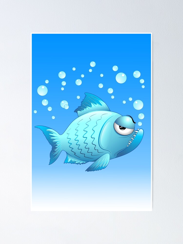 "Grumpy Fish Cartoon" Poster for Sale by BluedarkArt | Redbubble