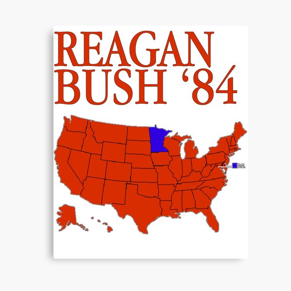 "Reagan Bush '84 Retro Logo Red White Blue Election Map Ronald George ...