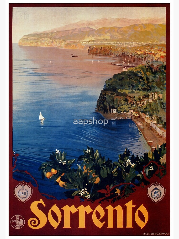 "Italy Sorrento Bay of Naples vintage Italian travel advert" Poster for ...