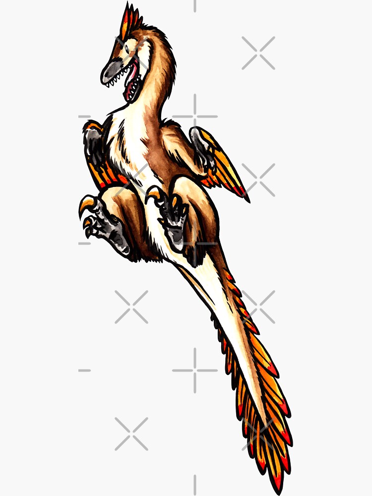 "Fluffy Velociraptor" Sticker by DelythThomasArt | Redbubble
