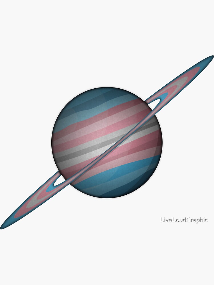 "Planet and Rings in Transgender Pride Flag Colors" Sticker for Sale by ...