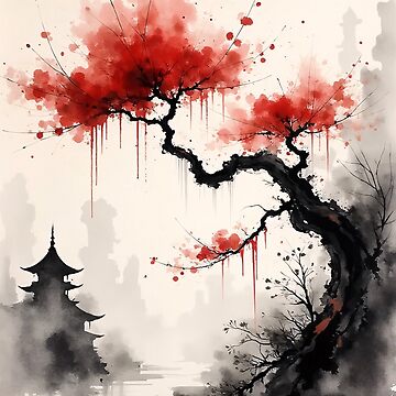 "Traditional Japanese ink wash painting. Sumi-E Style." Poster for Sale ...