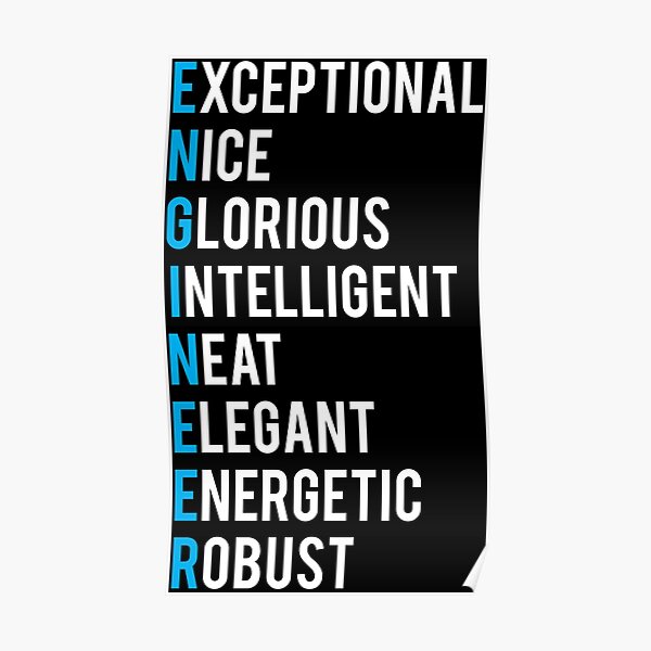 "Cool Engineer Abbreviation Engineering T-shirt" Poster for Sale by ...