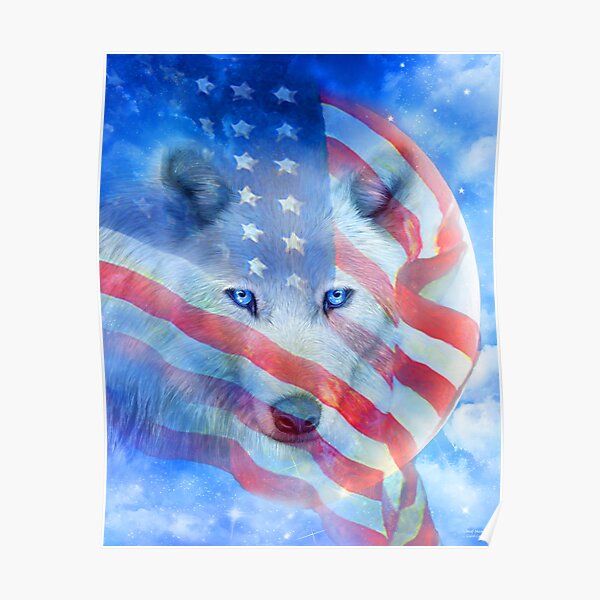 "Wolf Moon Flag" Poster by carolcavalaris | Redbubble