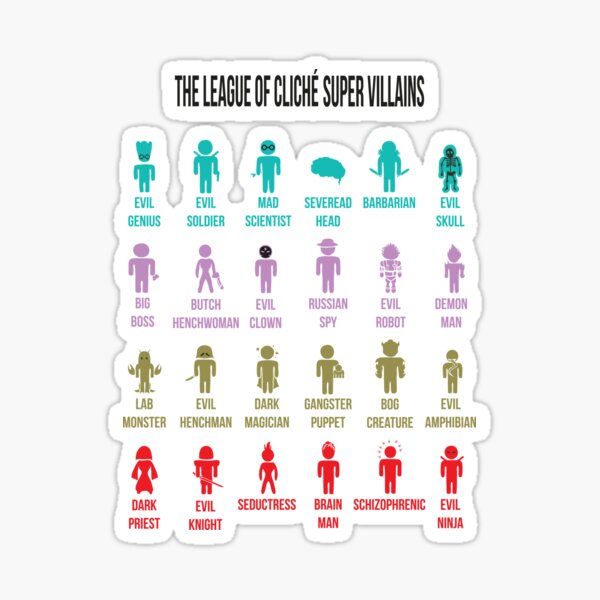 "League of cliche supervillain" Sticker for Sale by rolito86 | Redbubble