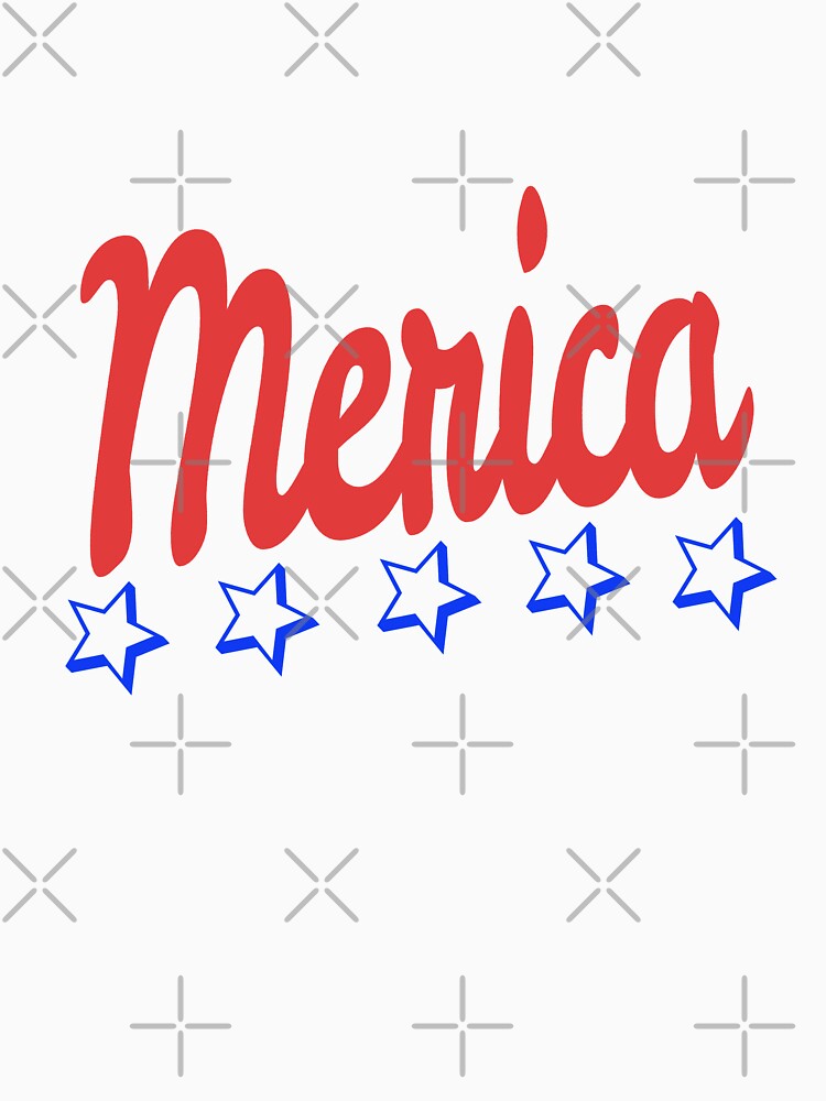 "Merica Script Letter Red Blue Print Stars " T-shirt by KimTee | Redbubble