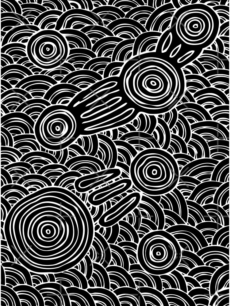 "Authentic Aboriginal Art - Meeting Places B&W" Art Print for Sale by ...