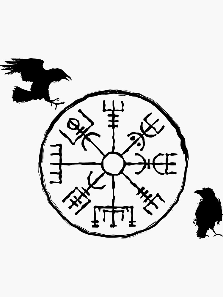 Pegatina «Hugin y munin vegvisir runa» de jacksrabbit | Redbubble