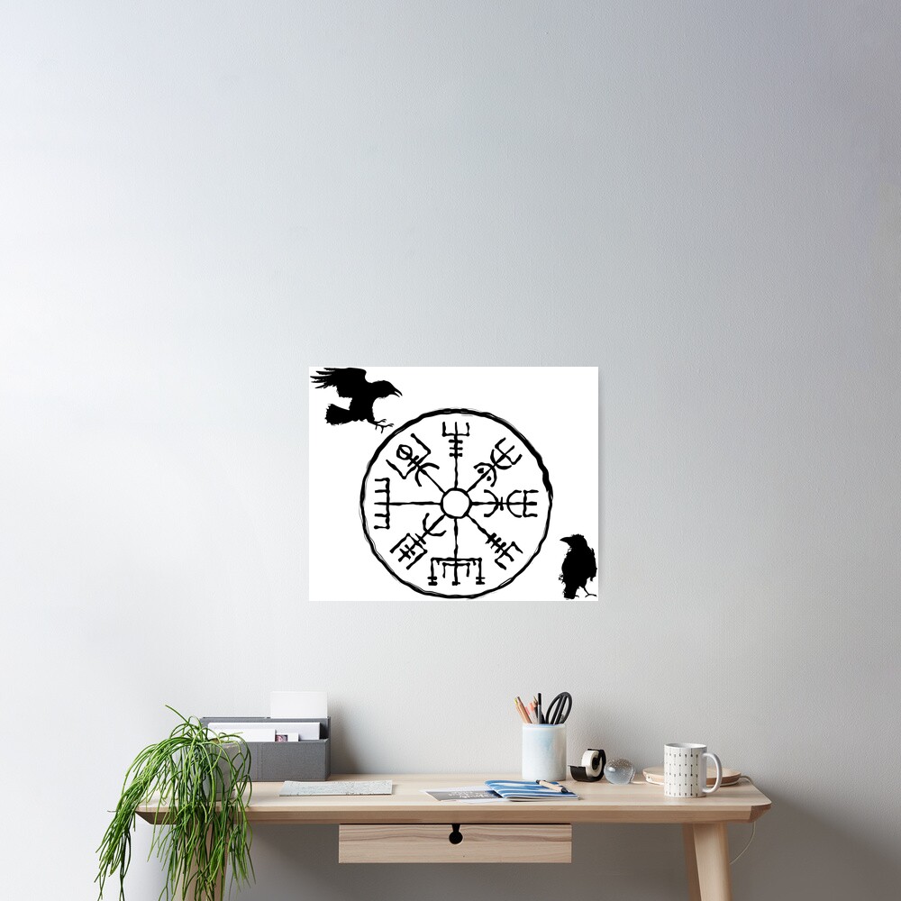 "hugin and munin vegvisir rune" Poster for Sale by jacksrabbit | Redbubble