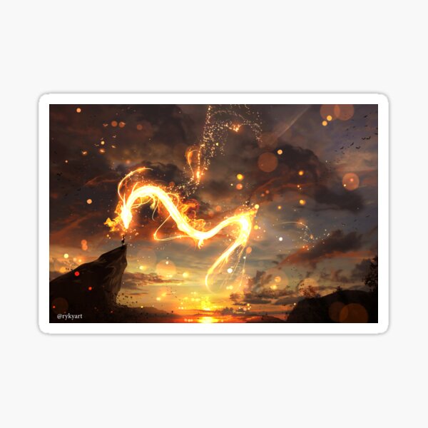 "Fire Dragon " Sticker by rykyart | Redbubble
