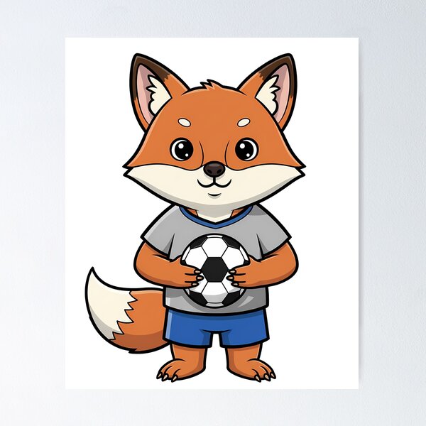 "Cute Fox Soccer Player Cartoon Fun" Poster for Sale by k3rstman1 ...
