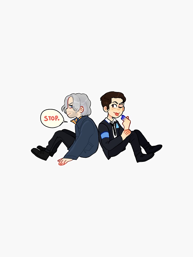 "[DBH] Hank & Connor" Sticker by Karkitts | Redbubble