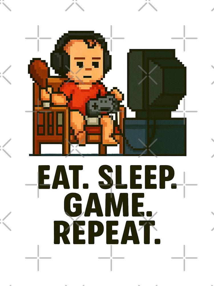"Eat Sleep Game Repeat Pixel Baby Gamer Funny Gaming Design" Kids T ...
