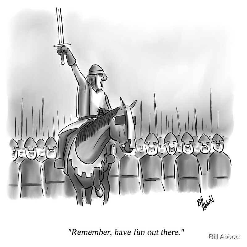 "Funny Medieval Battle Cartoon Humor" by Bill Abbott | Redbubble