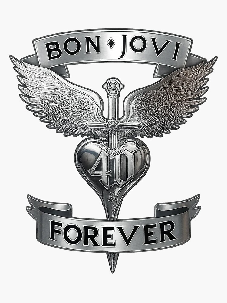 "Bon Jovi Winged Dagger Heart – 40th Anniversary Tribute" Sticker for ...