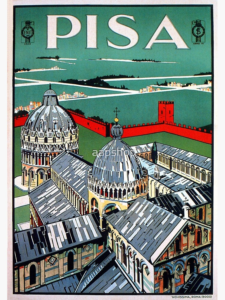 "Vintage 1920s Pisa Italian travel advert" Art Print for Sale by ...