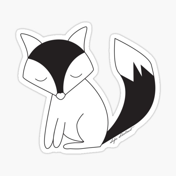 "black and white fox" Sticker by studioMoSa | Redbubble