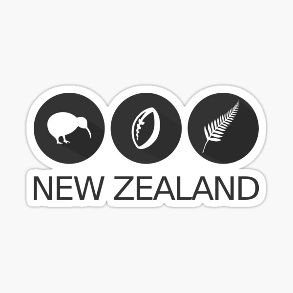 "New Zealand Icons Black and White" Sticker for Sale by studiopico ...