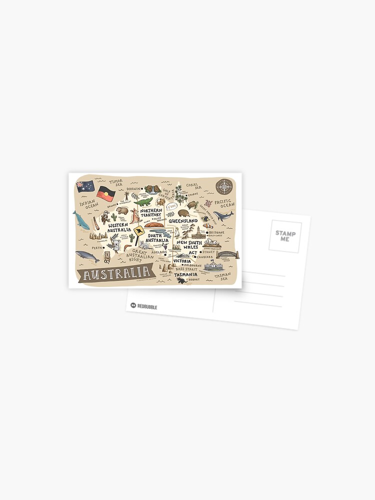 "Map of Australia - Beige" Postcard for Sale by thosepencils | Redbubble
