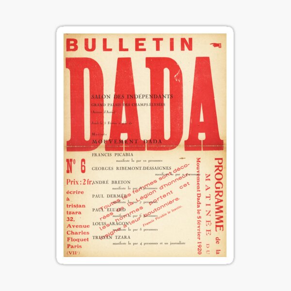 "Dada Bulletin" Sticker for Sale by Hoorahville | Redbubble
