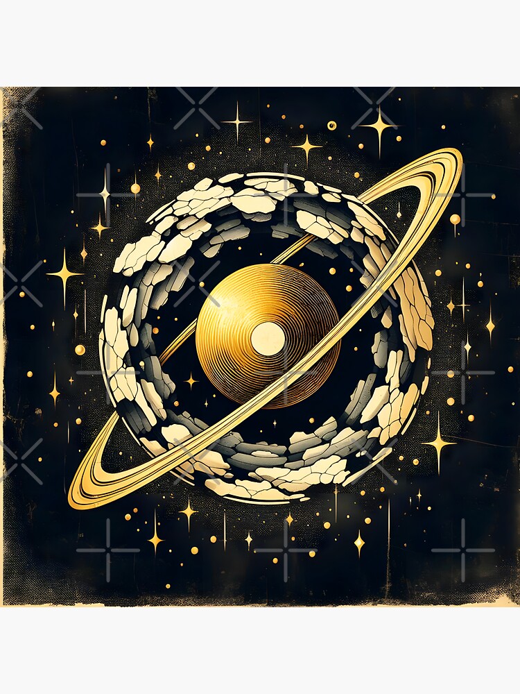 "Saturn Atom, Ai Generated Art " Sticker for Sale by GeminiSq | Redbubble