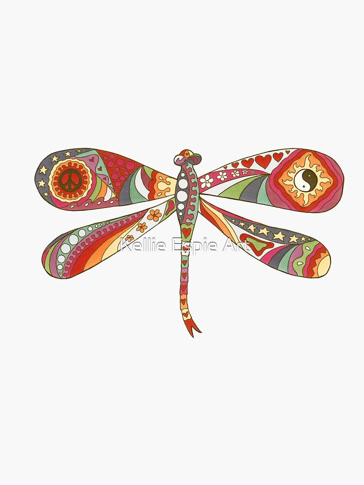 "Vintage Psychedelic Dragonfly" Sticker for Sale by kelkel66 | Redbubble