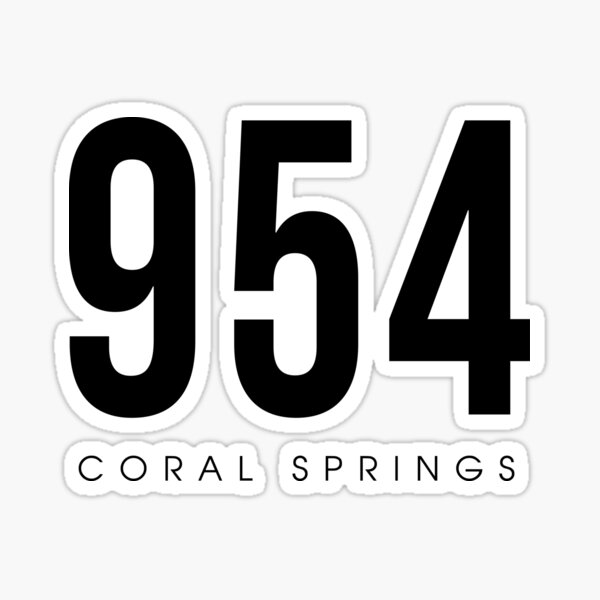 "Coral Springs, FL - 954 Area Code design" Sticker for Sale by ...