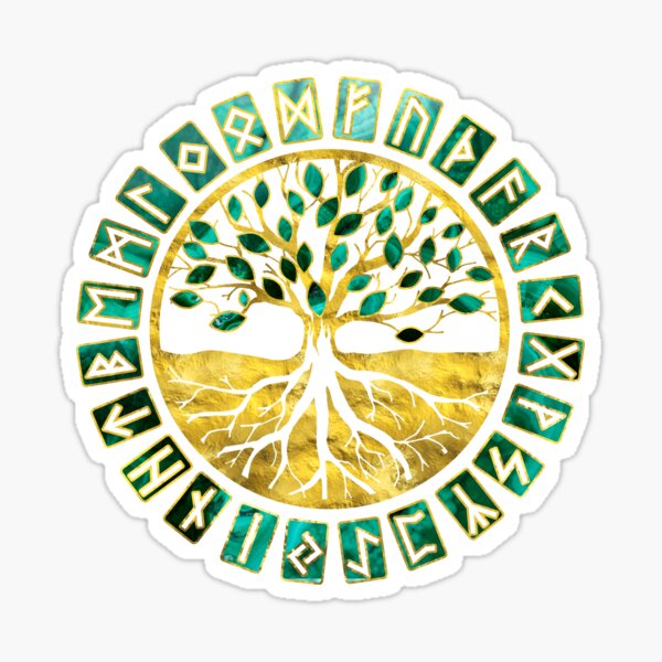 "Tree of life -Yggdrasil and Runes alphabet" Sticker for Sale by ...