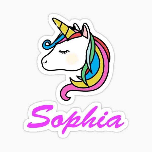 "Sophia Unicorn My Name Is - Girls Special Gift" Sticker for Sale by ...
