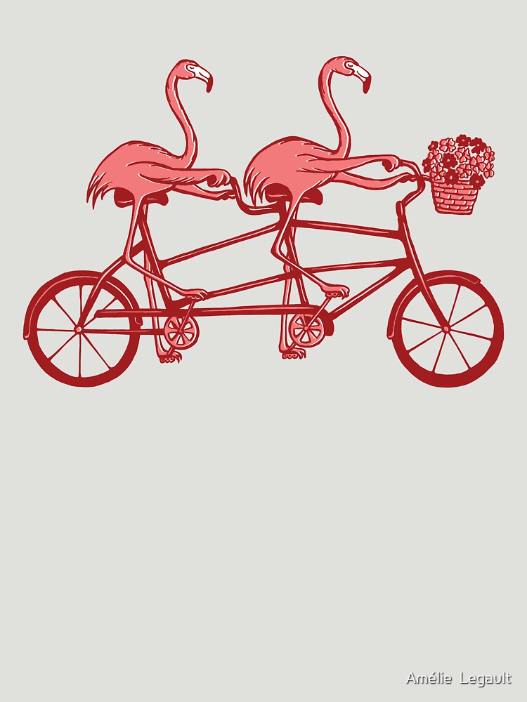 "Pink flamingos on tandem bike" T-shirt for Sale by amelielegault ...