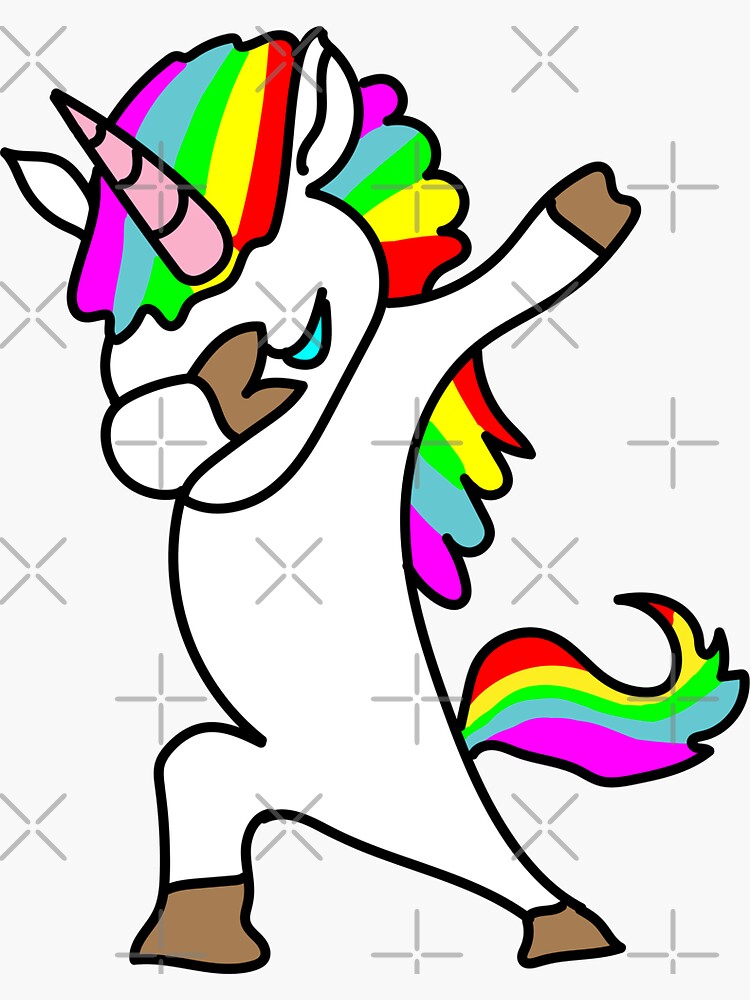 "Dabbing Unicorn white - Dab Hip Hop Magic Unicorn" Sticker by ...