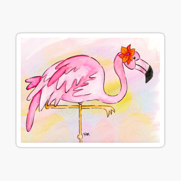 "Pretty Pink Flamingo Bird" Sticker by RuthMCreative | Redbubble
