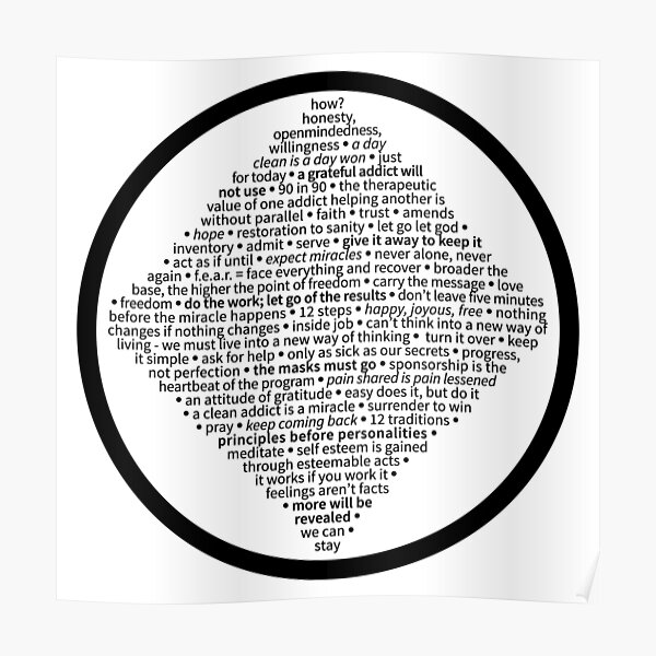 "Recovery Slogans in NA Symbol" Poster for Sale by RecoveryGift | Redbubble