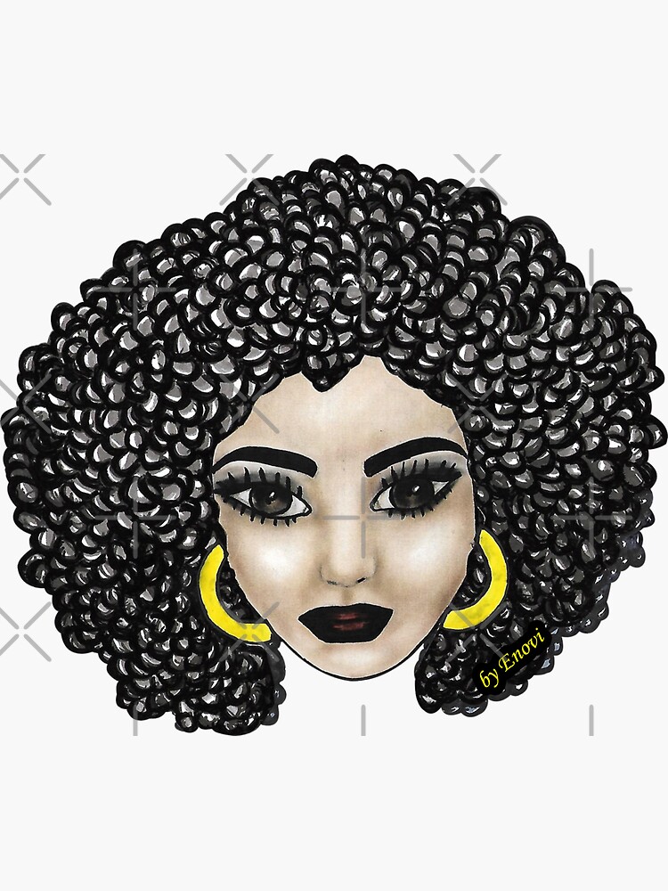 "Natural Curls Art Girl " Sticker by Natfit | Redbubble