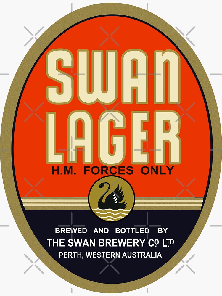 "Swan Lager" Sticker for Sale by LostPerth | Redbubble