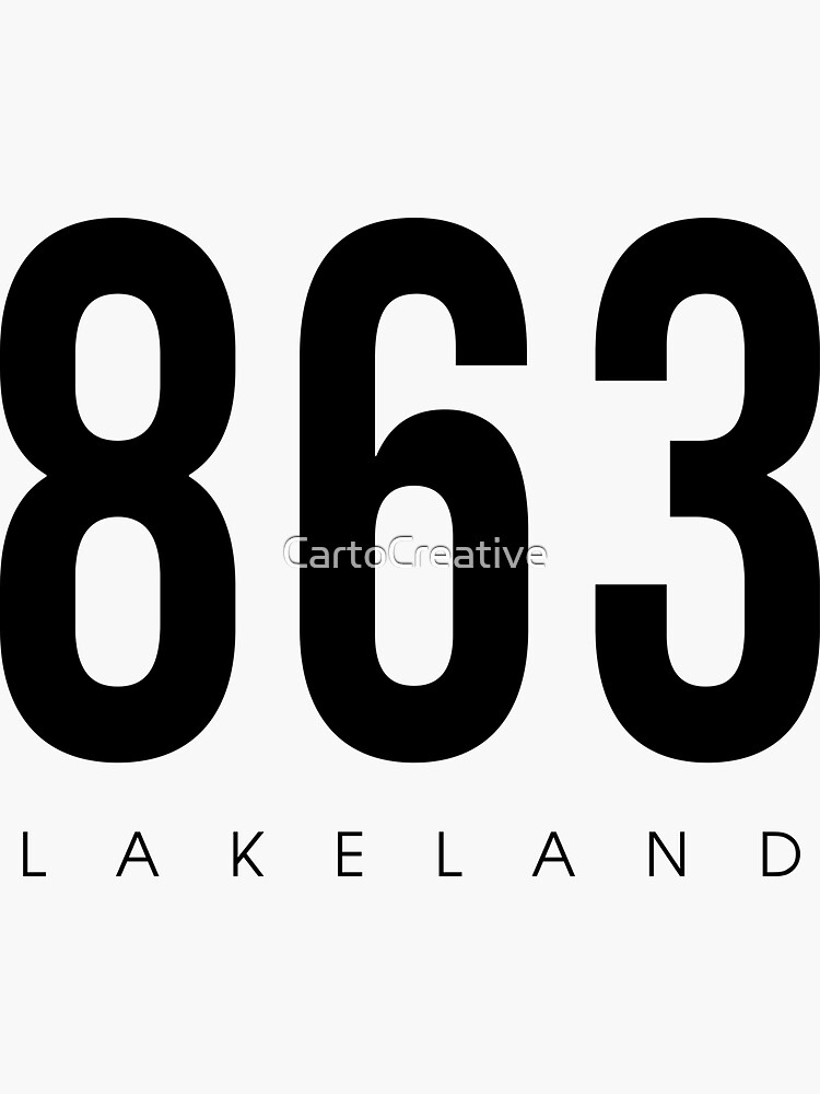 "Lakeland, FL - 863 Area Code design" Sticker for Sale by CartoCreative ...