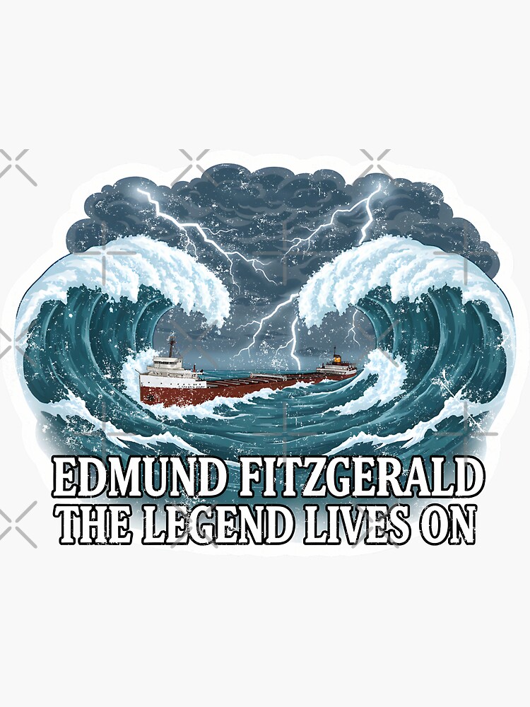 "Edmund Fitzgerald Distressed" Sticker for Sale by BluecidDesign ...