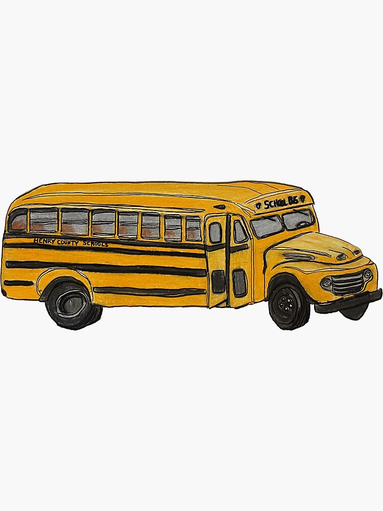 "Hand Drawn School Bus" Sticker for Sale by lleland1 | Redbubble